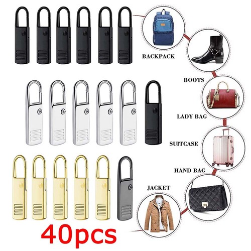 US 40Pcs Zipper Pull-Tab Replacement Metal Zipper Puller Zip Slider ...