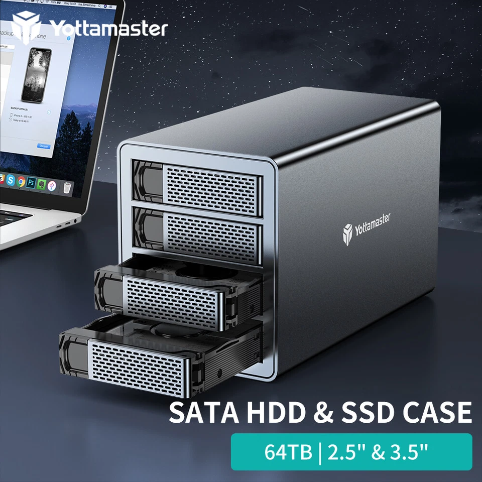 2/4/5 Bay Type B Type C Hard Drive Enclosure Daisy Chain For 2.5" 3.5 ...